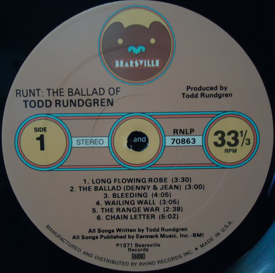 RUNT: The Ballad Of Todd Rundgren ~ Vinyl LP in Canada 1971 | eBay