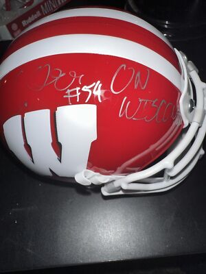 Chris Orr Autographed Badgers Variant Red Mini Helmet | eBay