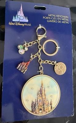 NWT Disney World 50th Anniversary Cinderella Castle Keychain Clip Bag ...