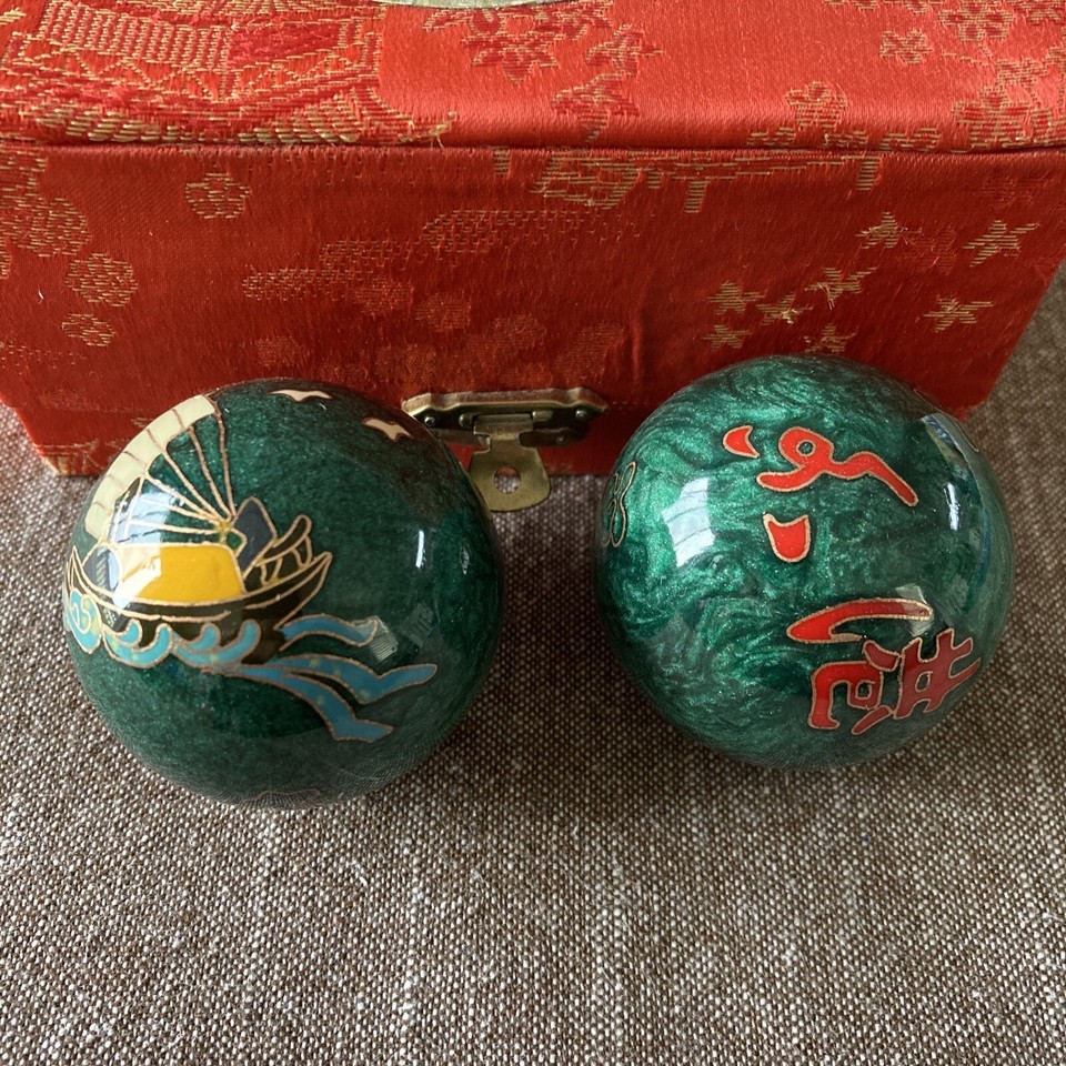 CHINESE HEALTH EXERCISE STRESS BAODING BALLS RELAXATION THERAPY DRAGON ...