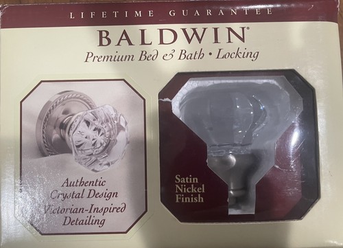 Baldwin Crystal Door Knob, Privacy Function, Rope Rose, Satin Nickel ...