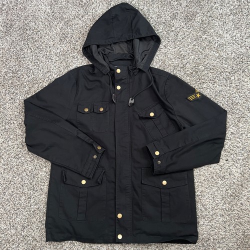 Outdoor Jacket Black Military Style " Arm Patch Mens Large | eBay