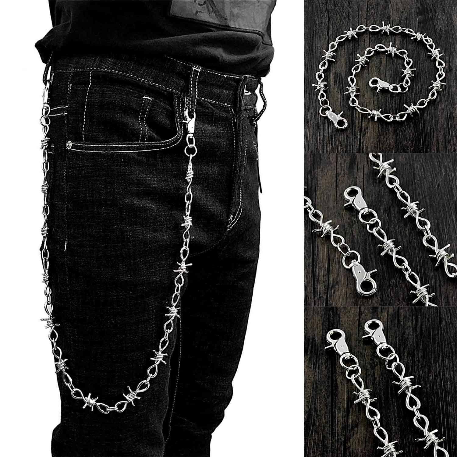 Metal Barb Wire Biker Trucker Jean Wallet Heavy Pants Chain | eBay