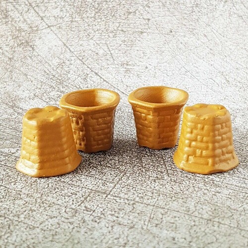 4 x Terracotta Hexagonal Pots Dollhouse Miniatures Flower Garden Deco ...