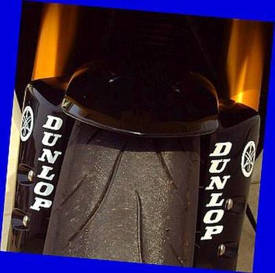 DUNLOP Fork decal WHITE 2x STICKERS 600rr zx6r r1 r6 tires f4i ninja ...