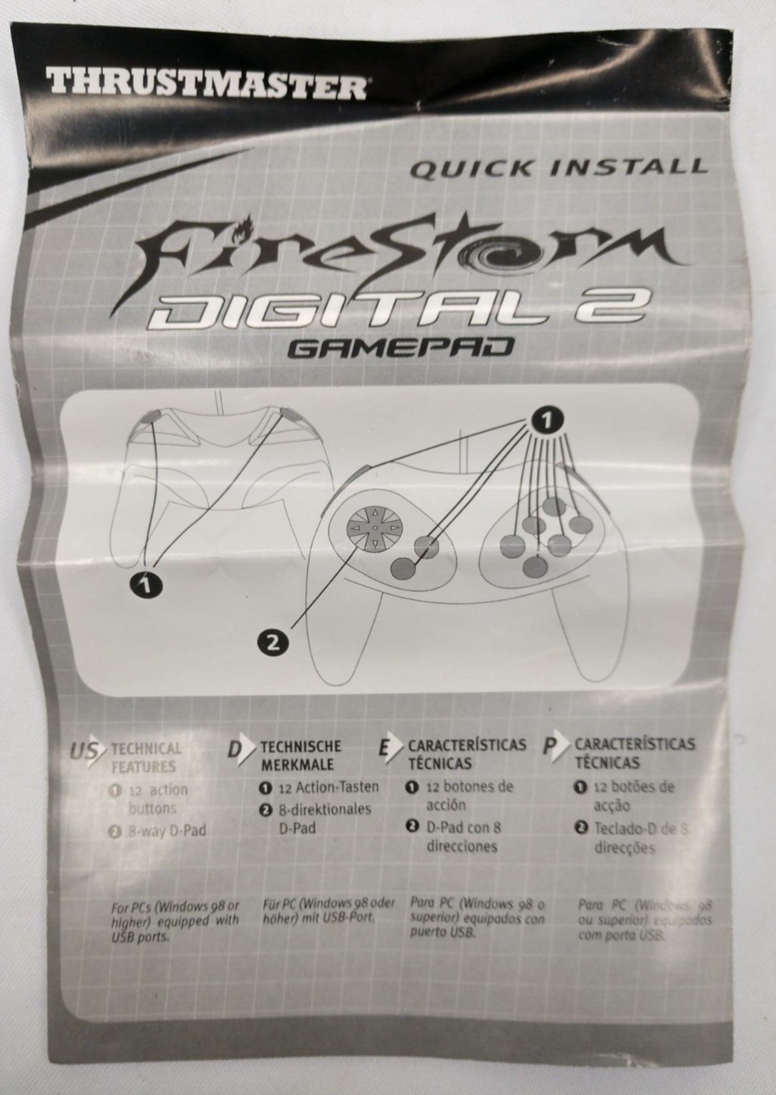 Vintage Thrustmaster Firestorm Digital 2 PC USB Gamepad Controller ...