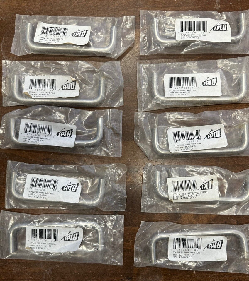 Qty 10 Epco Stainless Steel Cabinet Pulls / Drawer Handles 4" hole ...