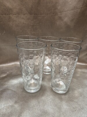 Circleware Drinking Glasses Tumblers Raised Block Design 16 oz. Set Of ...