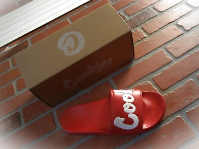 COOKIES Slides Slippers FIRE Red White Cream Logo $OLD out HEAT Cookie ...