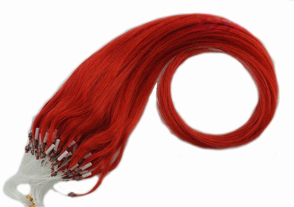 Pre-Looped Fish Line Micro Ring Beads Link Hair Extensions Real Remy ...