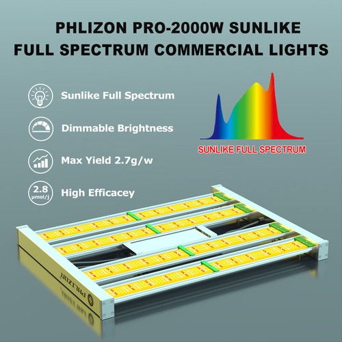 Phlizon Pro2000 Samsung LED Grow Light Strip Full Spectrum Commercial ...