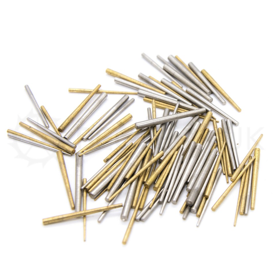 100 x Steel & Brass Clock tapered pins - Assorted mixed sizes - pin ...