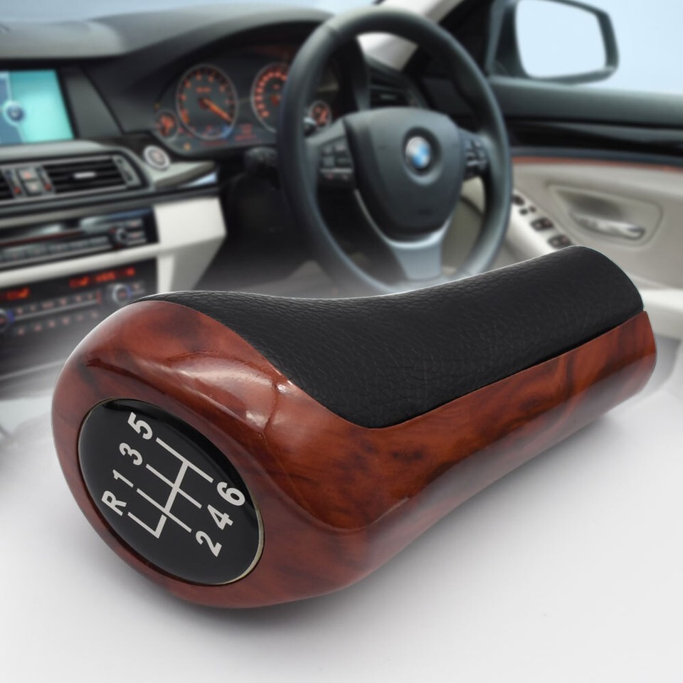 6 Speed MT Manual Gear Shift Knob Burl Wood Grain Shifter For BMW 1/3/5 ...