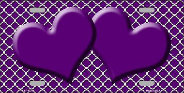 Purple White Quatrefoil Purple Center Hearts Metal Novelty License ...