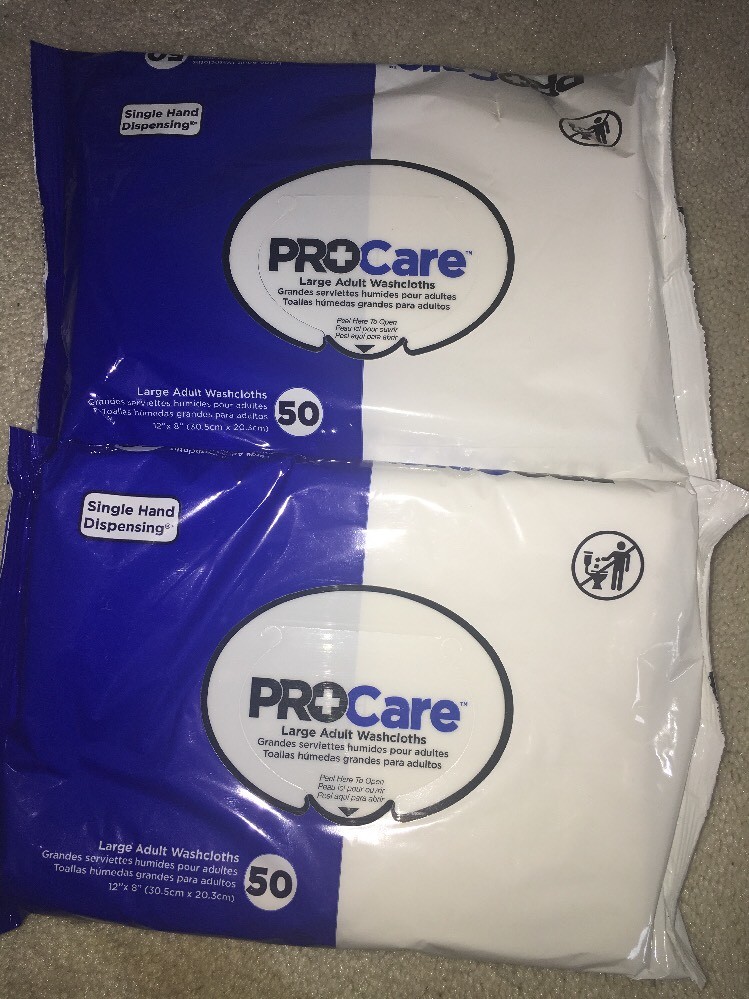 ProCare Large Adult WashCloths Lot of 2 Packages 100 Washcloths NIP ...