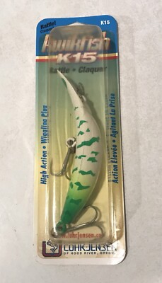Luhr Jensen K15 LUCKY CHARM Chart Green White Salmon Plug Rattle Lure ...