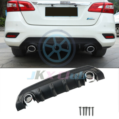 Black Rear Bumper Lip Diffuser Body Trim w/ Exhaust for Nissan Sentra ...