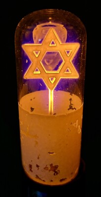Vintage Jewish Star Of David Lightbulb In Loving Memory Memorial Light ...