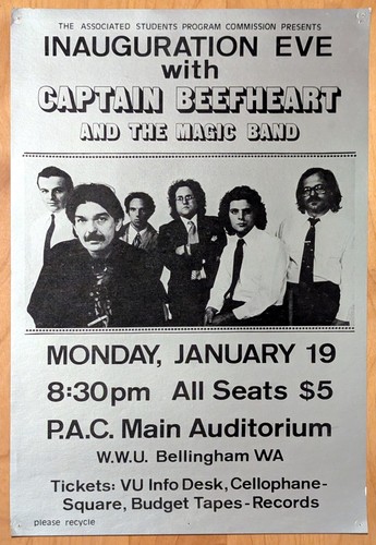 Poster - Captain Beefheart Concert January 19, 1981 WWU Bellingham WA ...