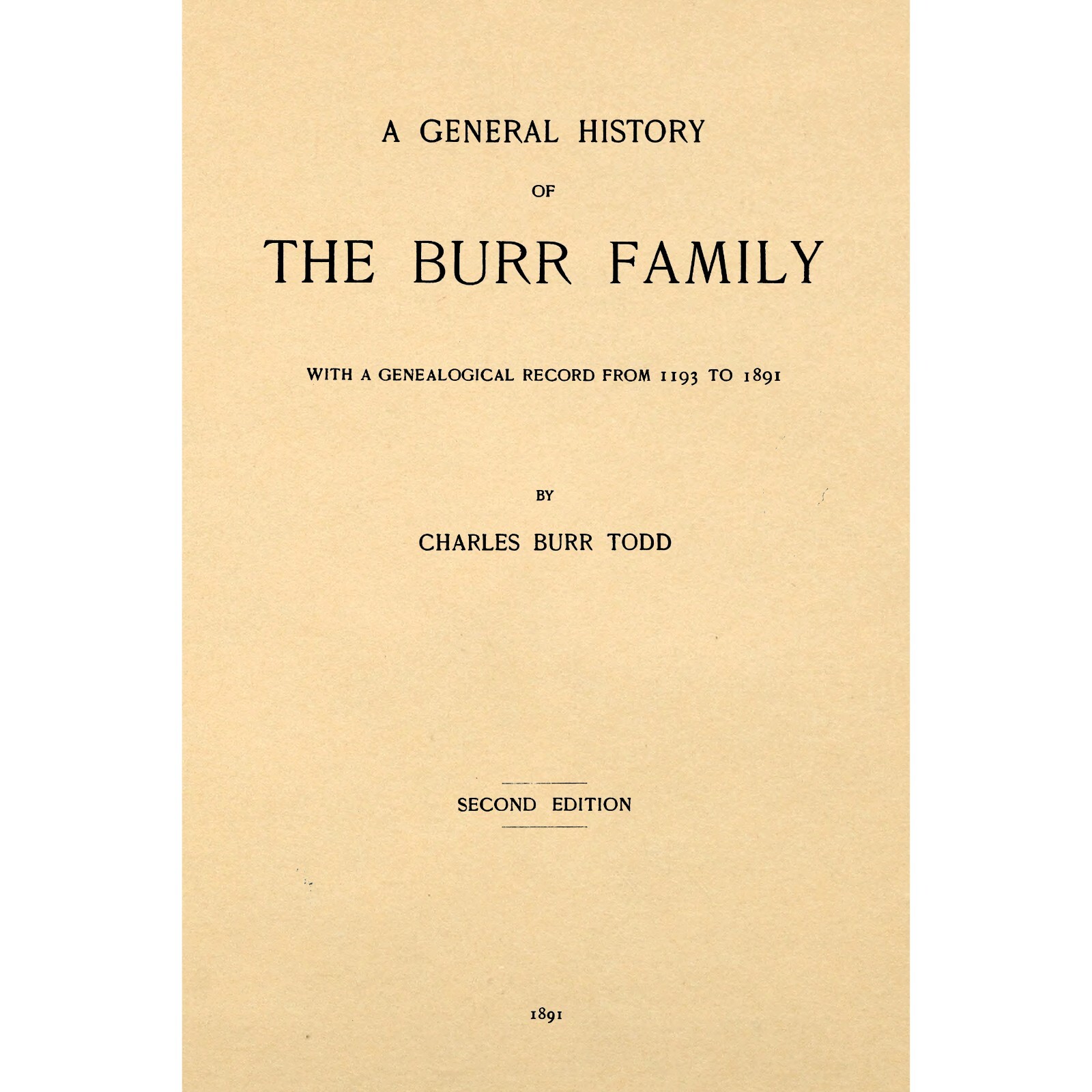 A General History of the Burr Family | eBay