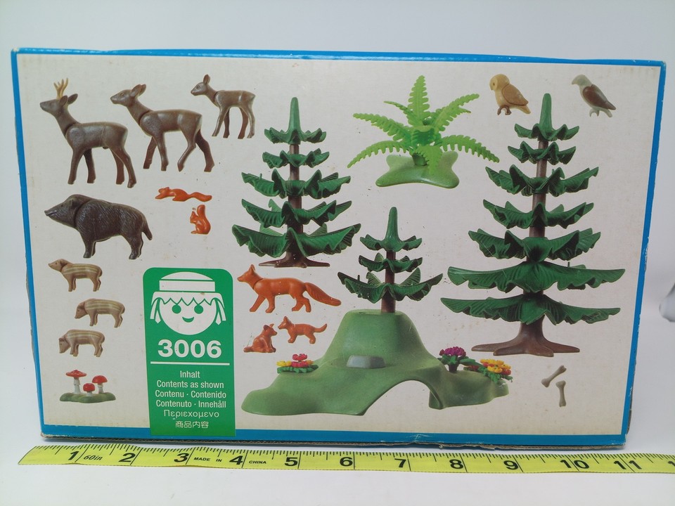 1998 Playmobil 3006 WOODLAND ANIMALS Forest Boars Fox Deer Owl Pine ...
