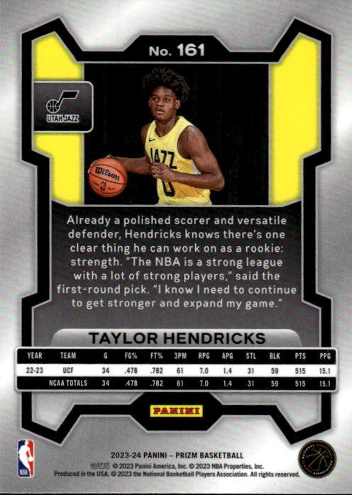 2023-24 Panini Prizm Taylor Hendricks #161 Utah Jazz 28A | eBay