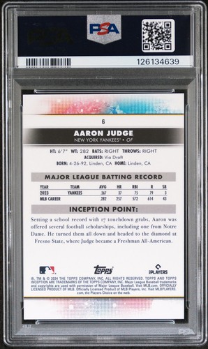 Aaron Judge 2024 Topps Inception Green Baseball Card PSA 10 # 6 | eBay