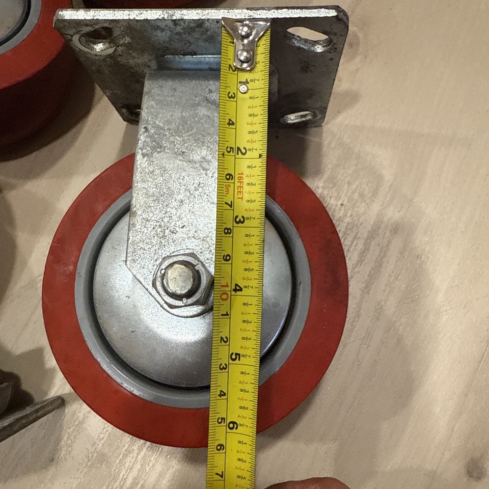4 Swivel Plate Casters 5" Heavy Duty Cast Iron Hub Core Red Wheels | eBay