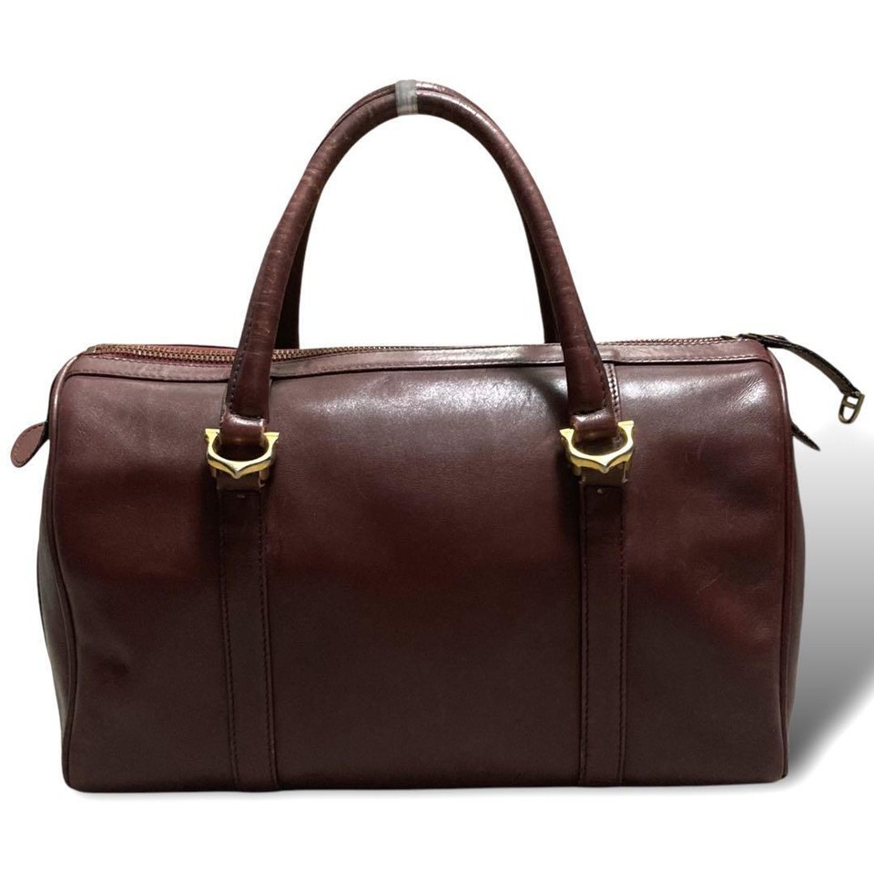 Cartier Boston Bag Must Line Gold Hardware Leather Bordeaux | eBay