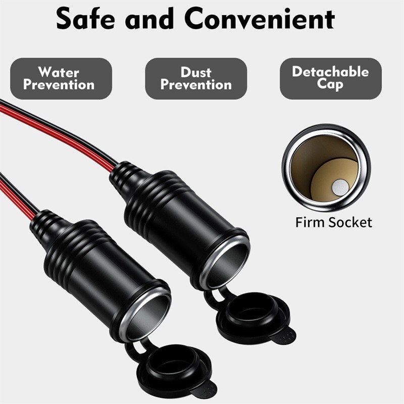 12V-24V Car Cigarette Lighter Socket Extension Cord Cable Heavy Duty | eBay