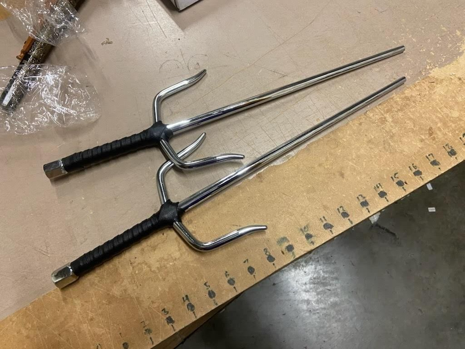 Ninja Sai Black Silver 2 Sets of Two! Martial Arts Training Sword ...