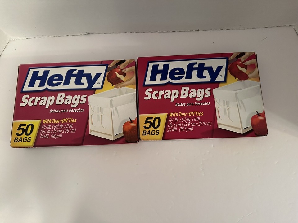 2 Brand New Hefty Scrap Bags w/ Tear Off Ties -50 Count Boxes | eBay