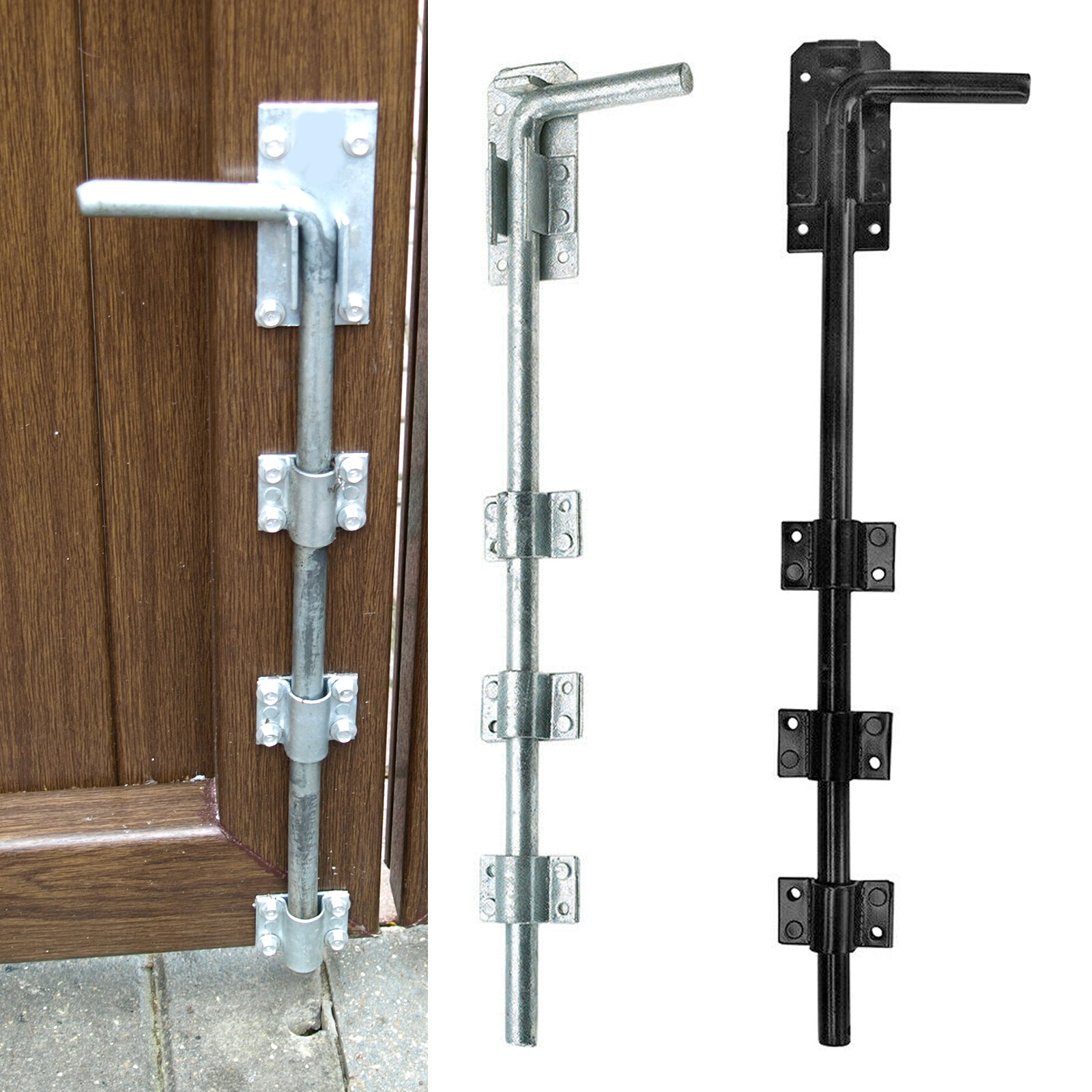 Drop Bolt Gate Garage Door Heavy Duty Long Black Galvanised Garden ...