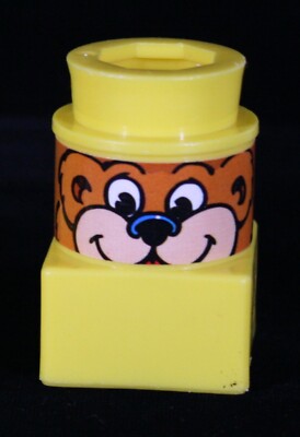 RARE! VINTAGE MEGA BLOKS 2 SIDED SQUARE YELLOW BASE DUCK & BEAR ANIMAL ...