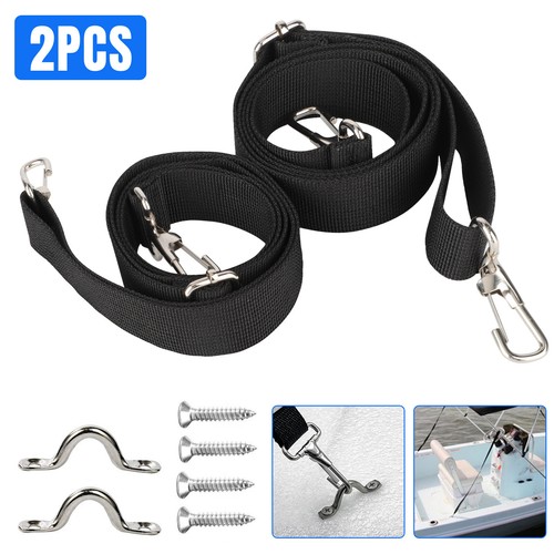 2x Adjustable Bimini Boat Top Straps Loops & Snap Hook Stainless Steel ...