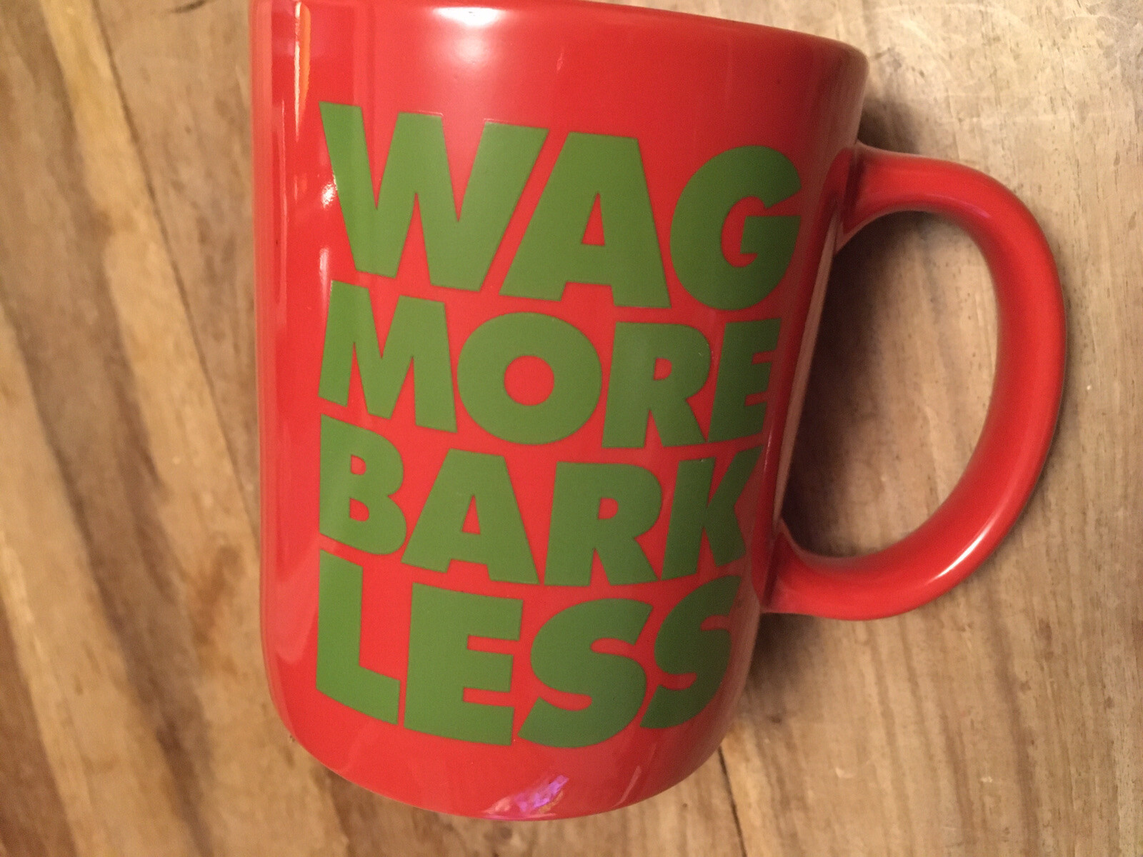 New DOG WAG MORE BARK LESS COFFEE MUG. Large Stoneware Dachshund Red ...