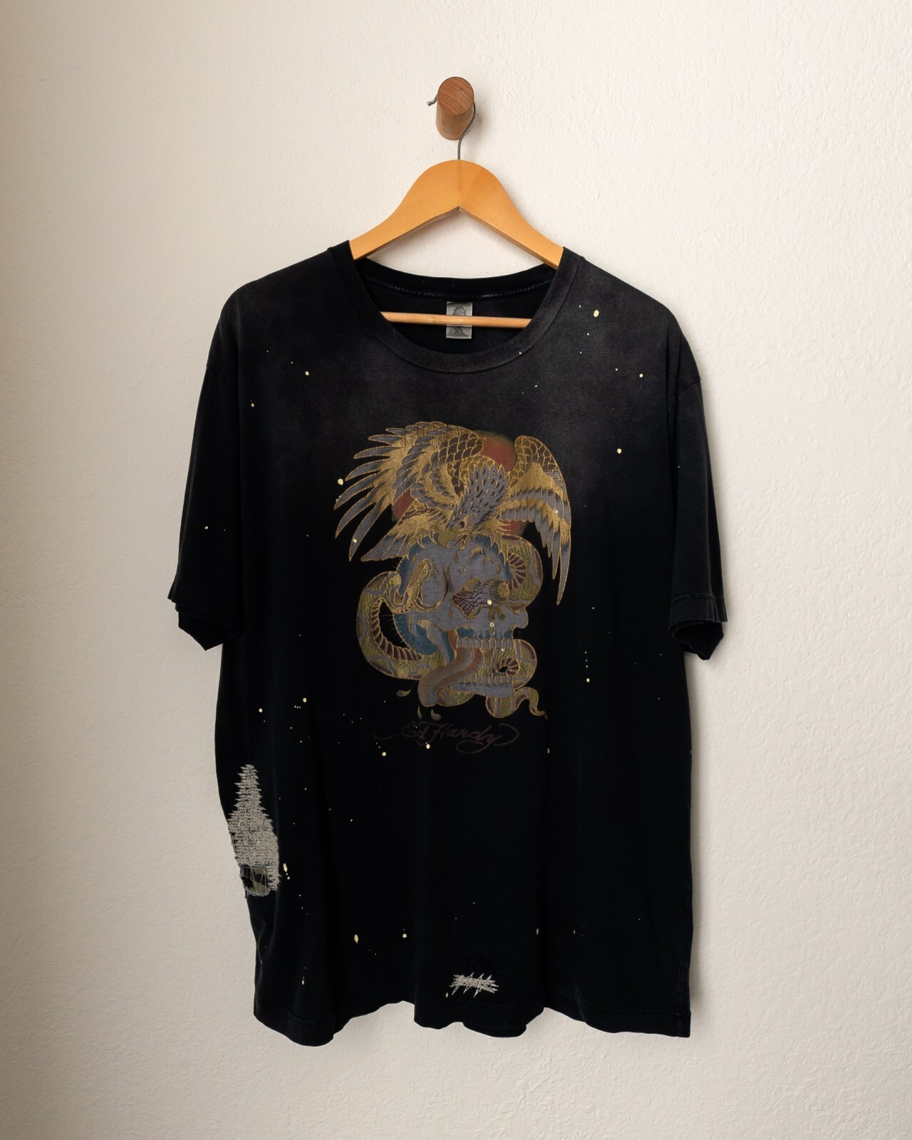 Vintage Ed Hardy Paint Splatter Distressed Faded Repa… - Gem