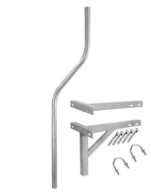 6' ft 1.25" alloy CRANKED mast aerial mounting pole and 18" T&K wall ...