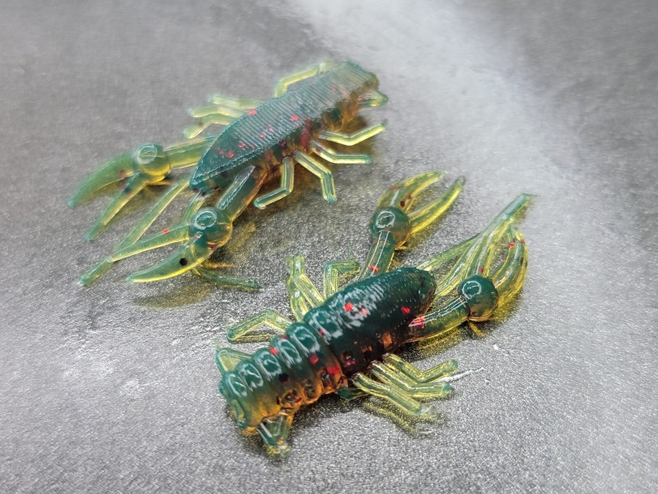 (30) 1" MINI CRAW "Mtr Oil/Red" Crappie Panfish Jig Crawfish Lure Soft ...