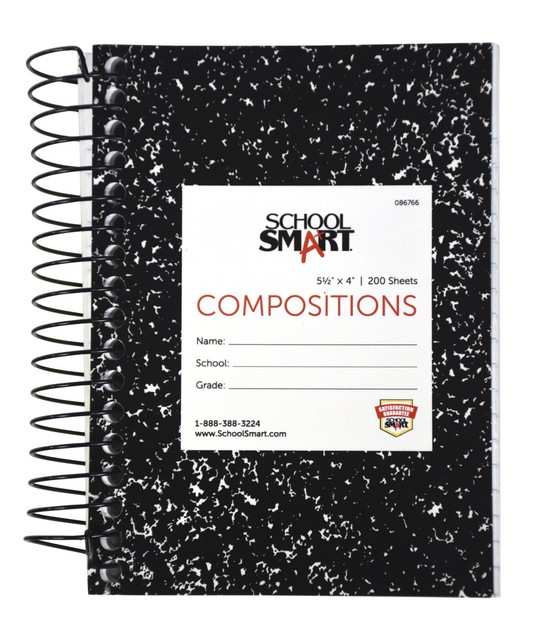 School Smart 086766 Spiral Bound Notebook 1 Subject 5-1/4" X 4" Wide ...