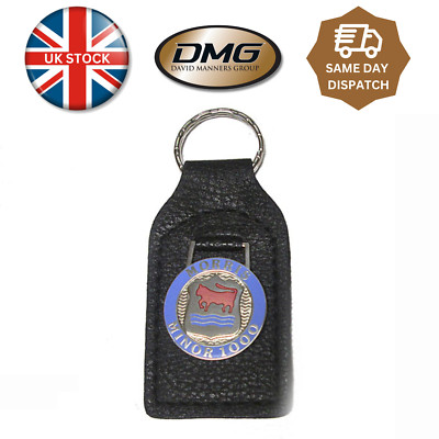 Morris Minor 1000 Key Ring with Black Leather Fob & Metal Badge New | eBay