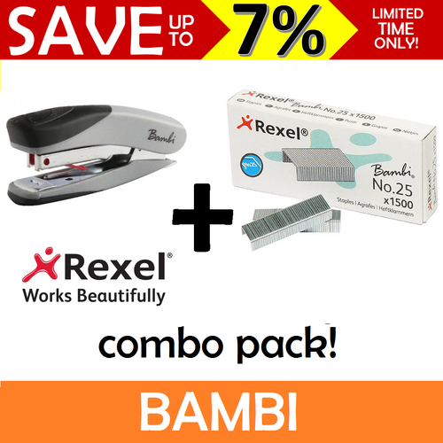 NEW Rexel BAMBI Mini Stapler + No 25 Staples Refills Cute Small Tiny ...