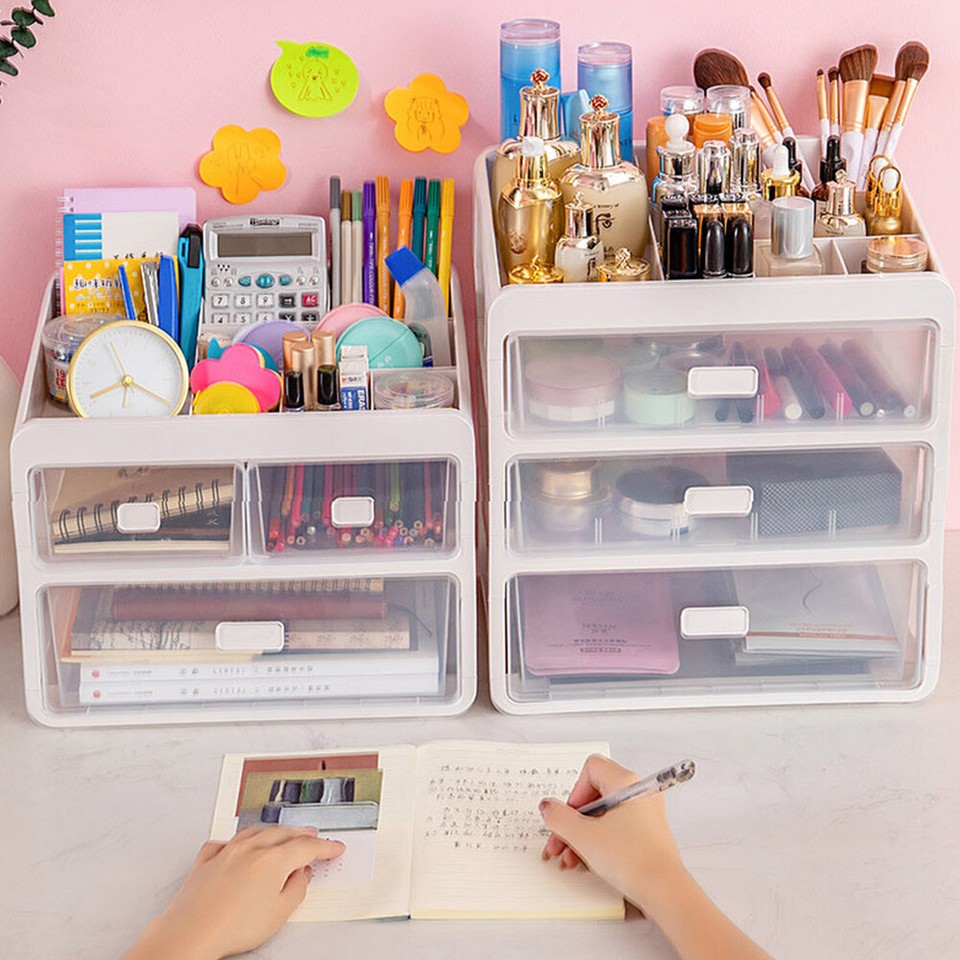 Large Plastic Beauty Box Make Up Storage Drawers Cosmetic Organizer ...