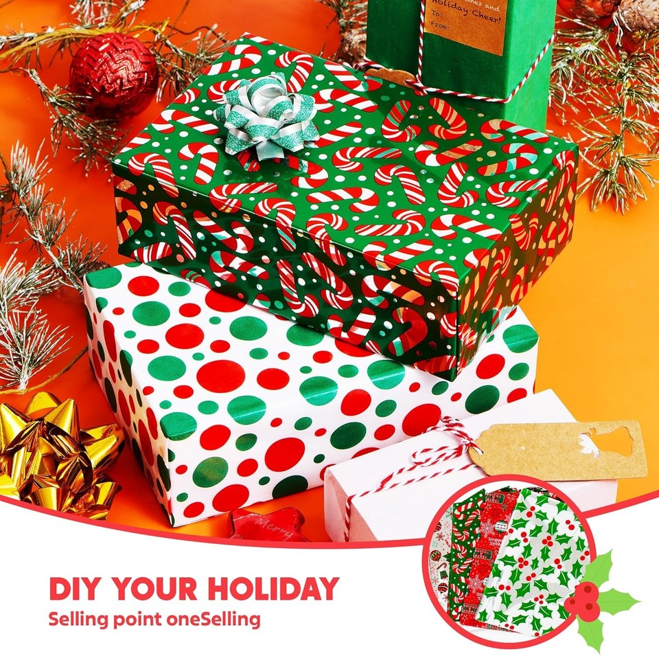 JOYIN 150 Sheets Tissue Paper Assortement Classic Christmas Inches, red ...