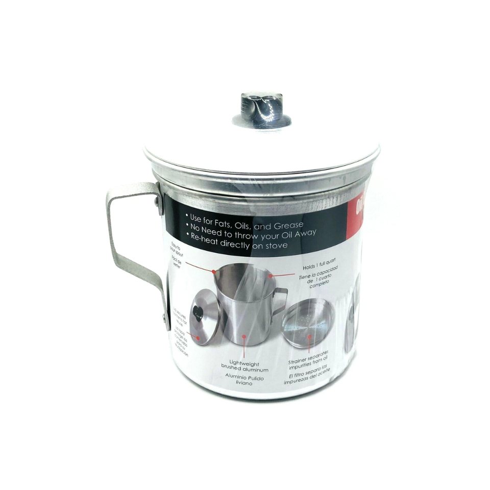 Oil Strainer & Storage Container with Lid – Handle & Strainer | eBay