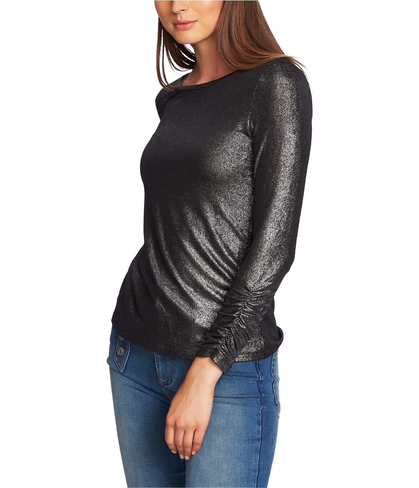 1.STATE Womens Ruched-Cuff Basic T-Shirt, Metallic, X-Large 39376475709 ...