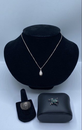 Sterling Silver Assorted Ring/Brooch/Necklace Pendant Jewelry Bundle ...