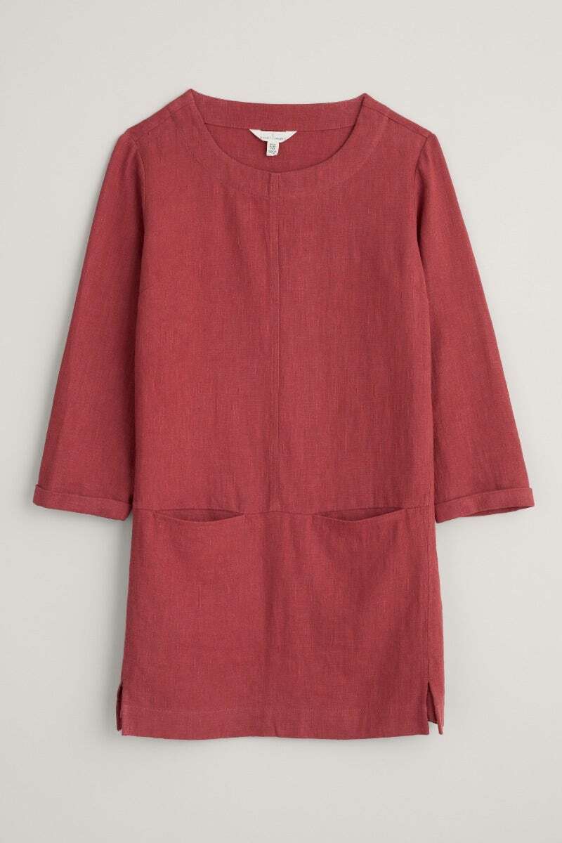 Seasalt Women's Tunic - Red St Agnes Clay Ramie Blend Tunic - Regular ...
