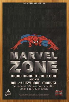 1997 Marvel Zone Vintage Print Ad/Poster AOL Interactive Retro Spider ...