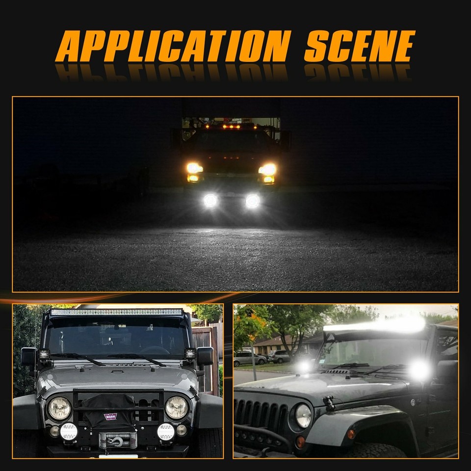 2x 5" Round LED Spot Light Pods Work Flood Driving Fog Offroad 4WD ATV ...